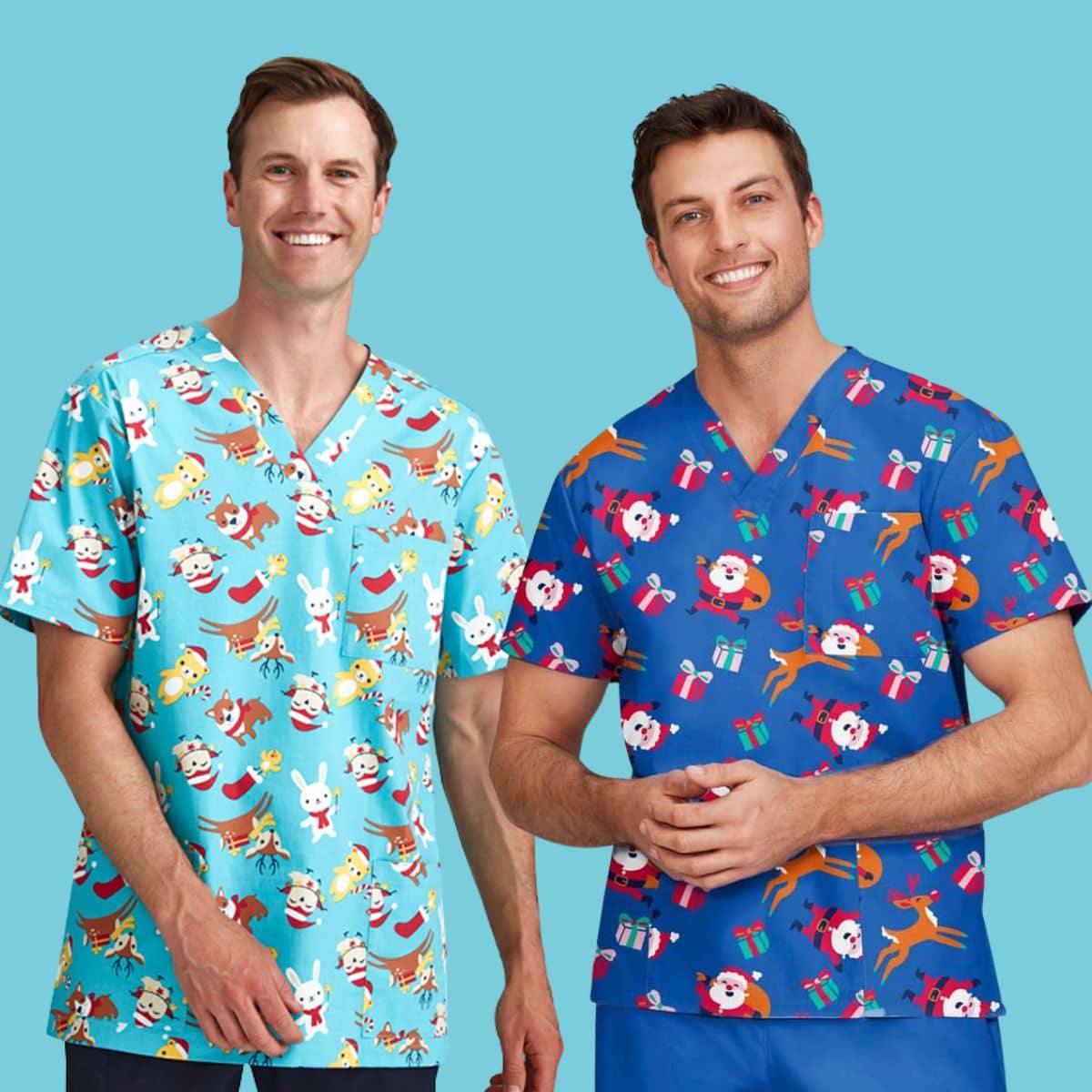 Mens Christmas Scrub Tops | Festive Scrubs for Male Healthcare Workers ...